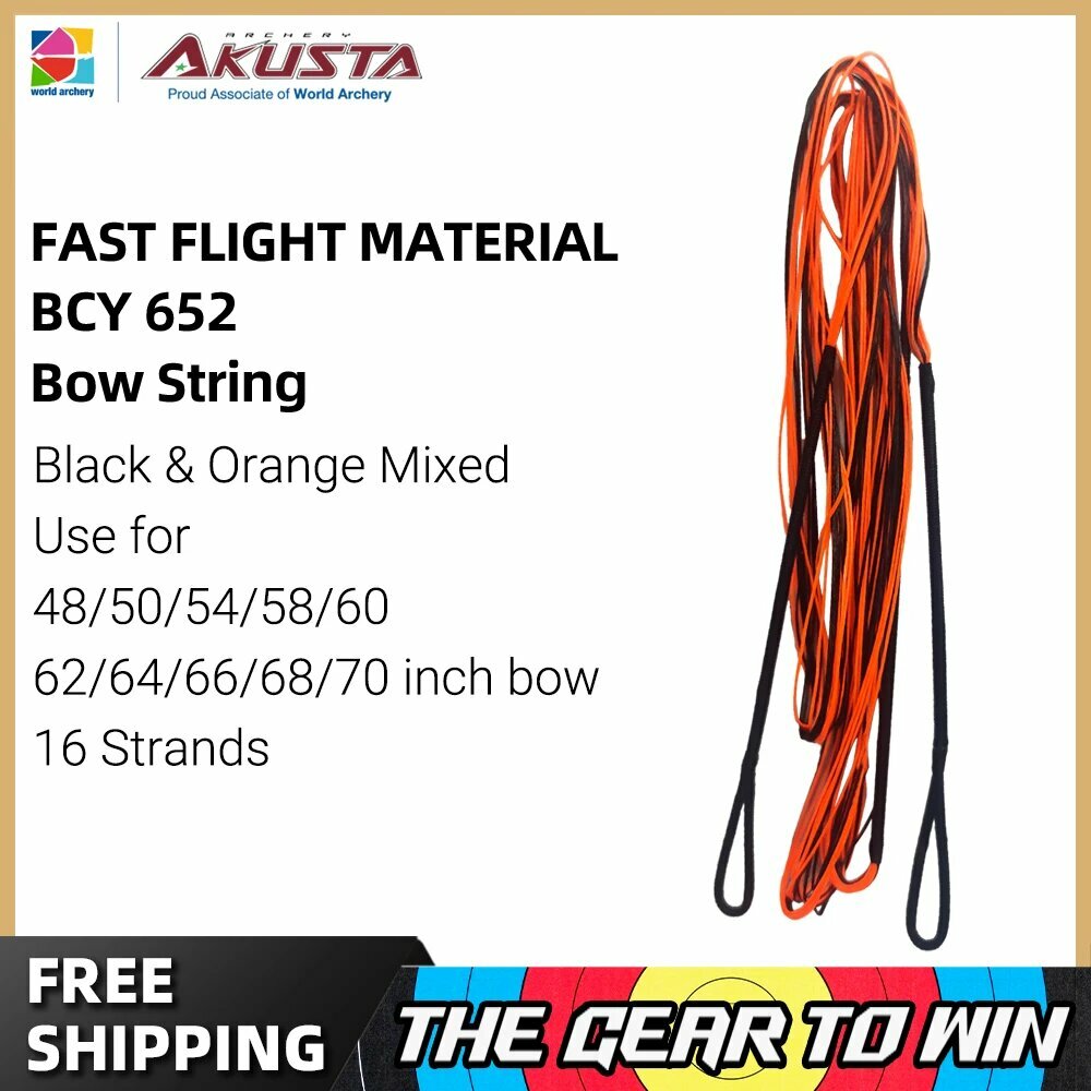 Akusta Тетива для лука BCY 652 черная/оранжевая 16/18 нитей AMO-68inch bow 12st