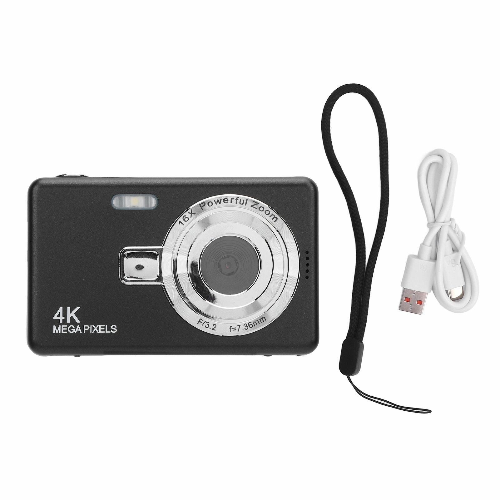 2,4-дюймовая цифровая камера с защитой от сотрясений, 16-кратным зумом, 50 МП фотографиями, 4K-видеокамерой с заполняющим светом для начинающих, рождественский подарок, без карты памяти