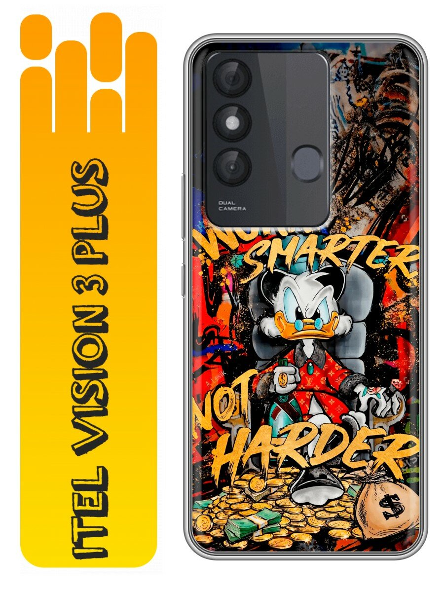 Чехол для Itel Vision 3 Plus с принтом Дональд Дак Деньги (Ител Визион 3 Плюс)