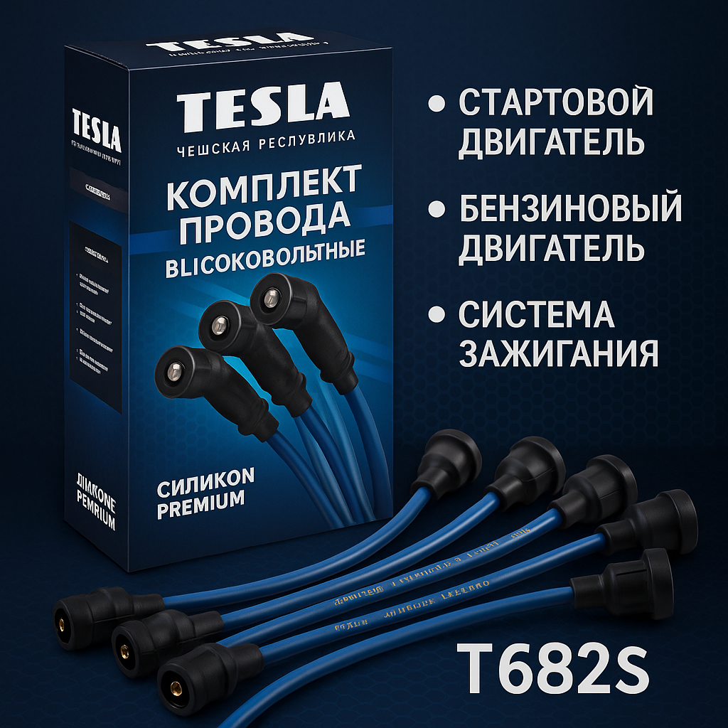Комплект провода, высоковольтные (силиконовые) T682S TESLA для ГАЗ 3102 волга газель соболь 2217 3221 3111