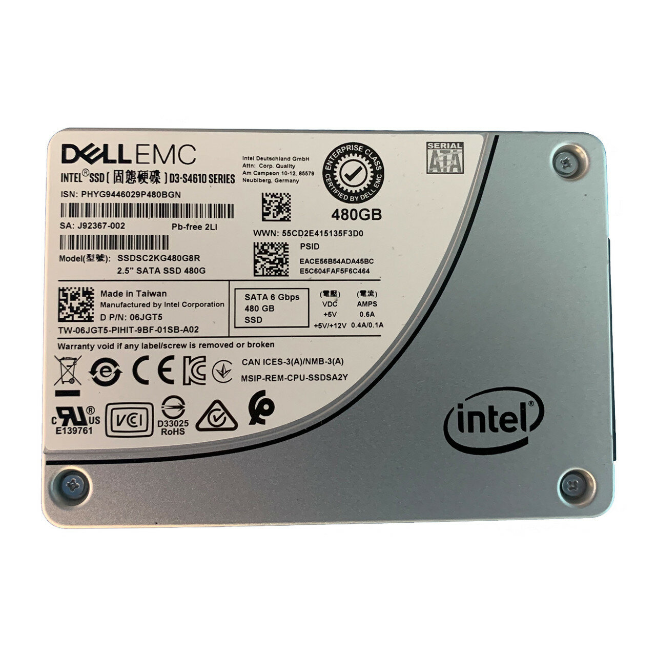 Твердотельный накопитель DELL 400-BDWE 480GB 2,5" SATA 6G