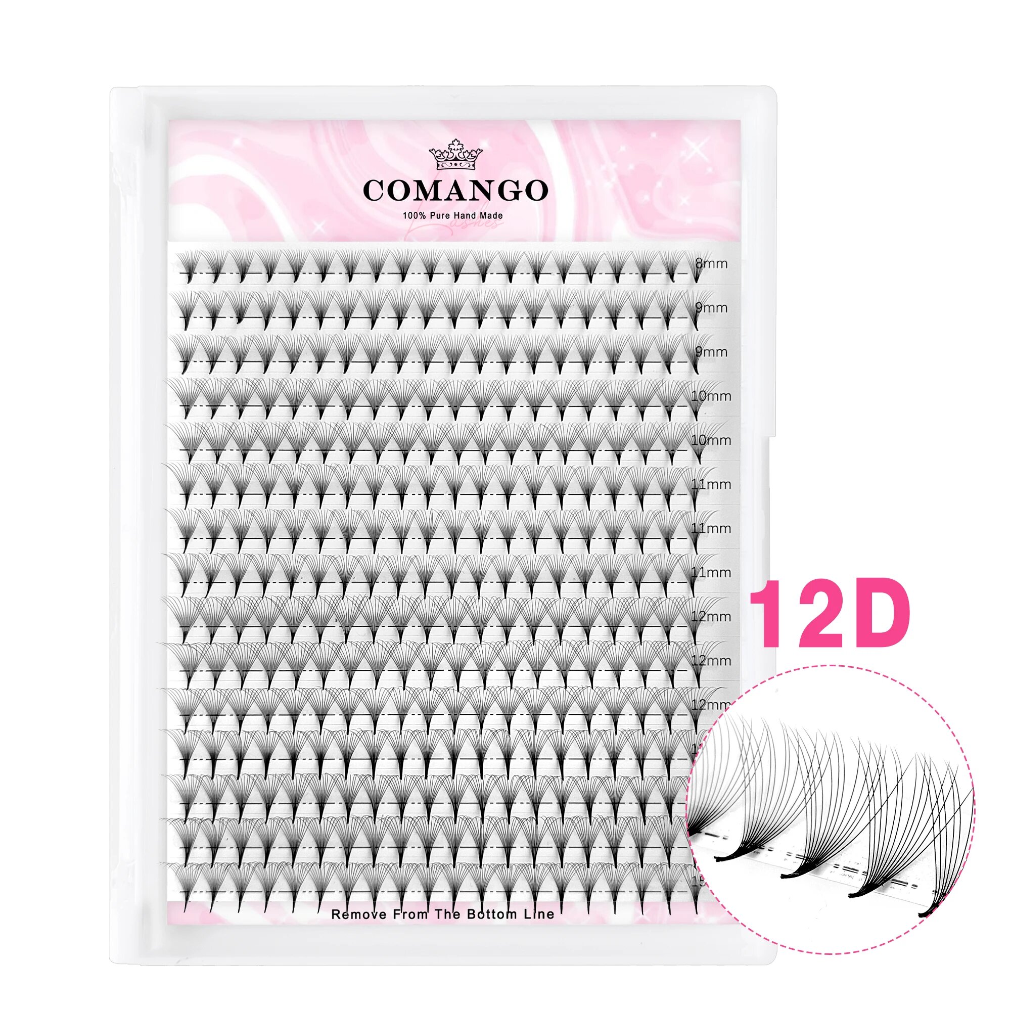 CoMango Веера для наращивания ресниц C изгиб, Mix 8-15mm, 12D