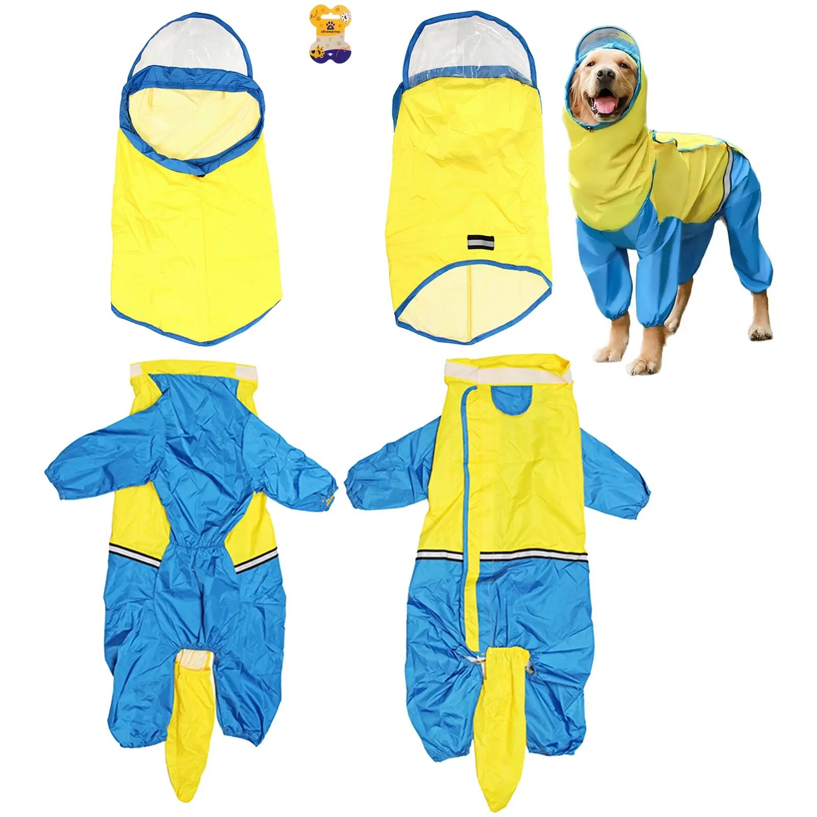 Дождевик для крупных собак «KOMFORT», жёлто-голубой, р 6XL, водоотталкивающий