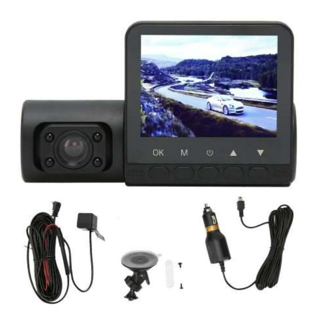 Видеорегистратор для автомобиля 3-канальный G-сенсор , 1920×1080, цвет черный