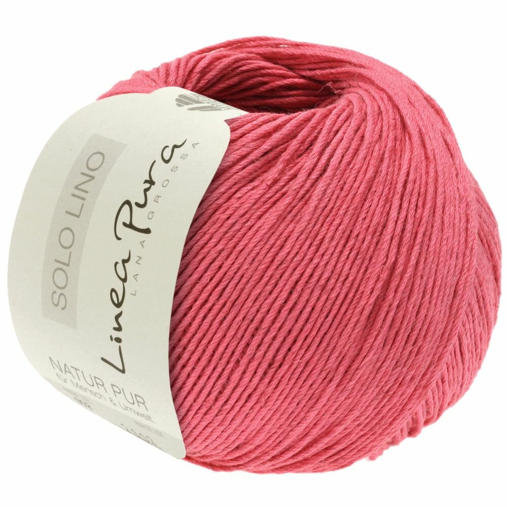 Пряжа для вязания Lana Grossa Solo Lino (34 Azalee) 1 моток 50 г/120 м