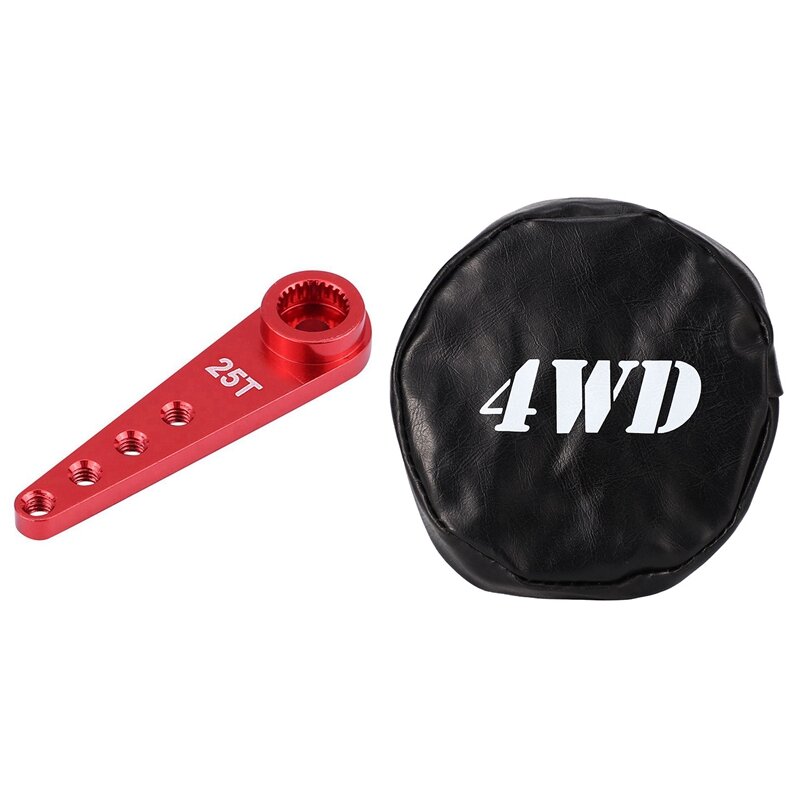 Сплав WPL1627R 25T металлический рулевой рычаг для WPL RC1:16 автомобиль DIY красный и U кожаный чехол для запасного колеса для 1/10 TRX4 Axial SCX10