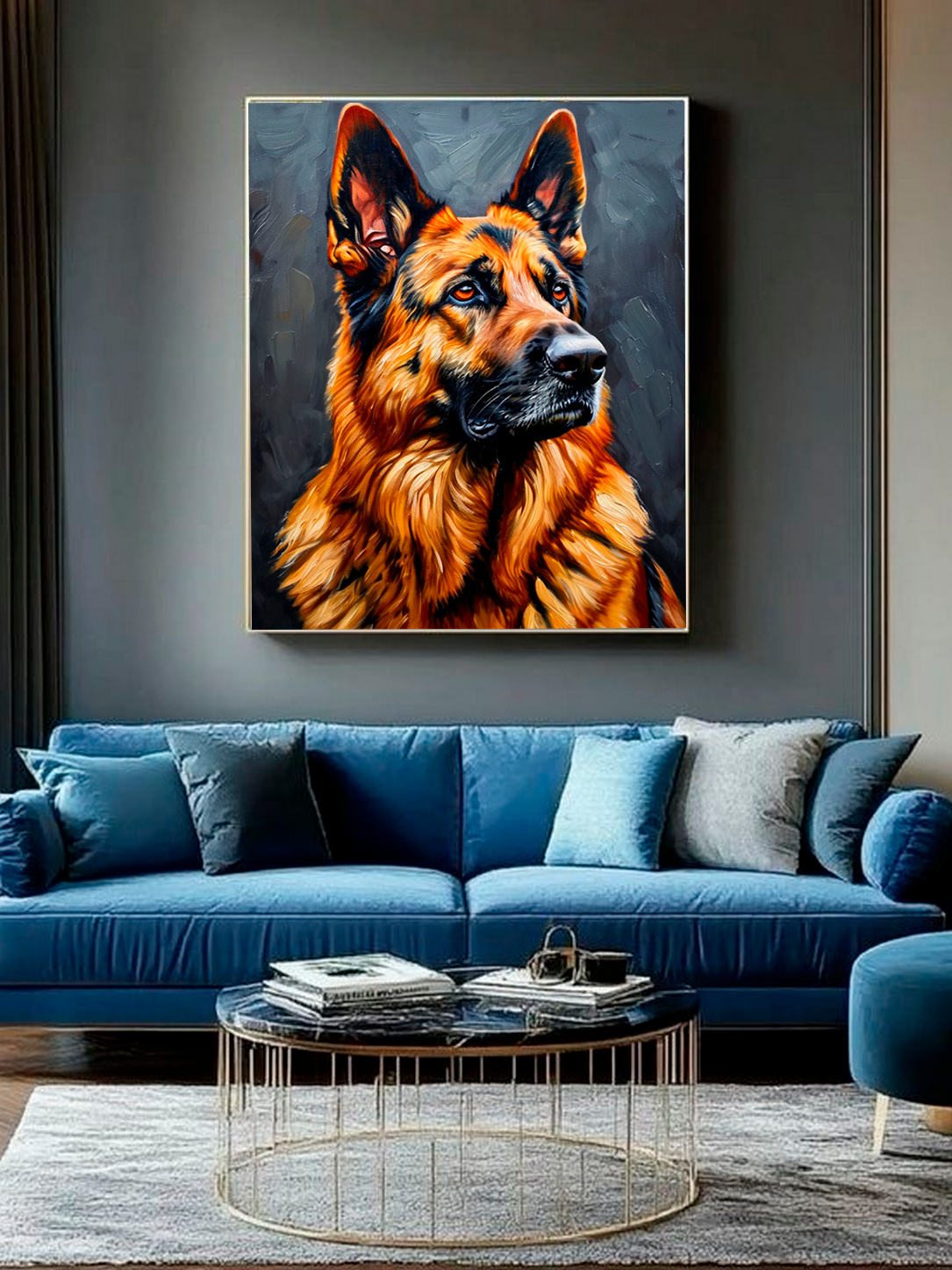 Картина на стену для интерьера "Немецкая овчарка" 40х50 см, холст на подрамнике, InterToys