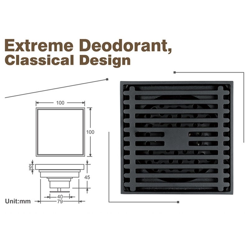 Черный латунный слив для душа, слив для пола в ванной, вставка для плитки, квадратная антизапаховая решетка для слива в полу, сливы для балкона Tet