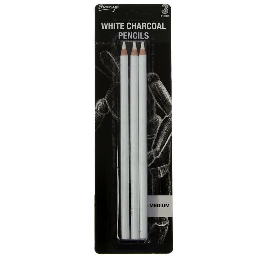Карандаши угольные Сима-ленд, белые, 3 штуки в наборе (средние)