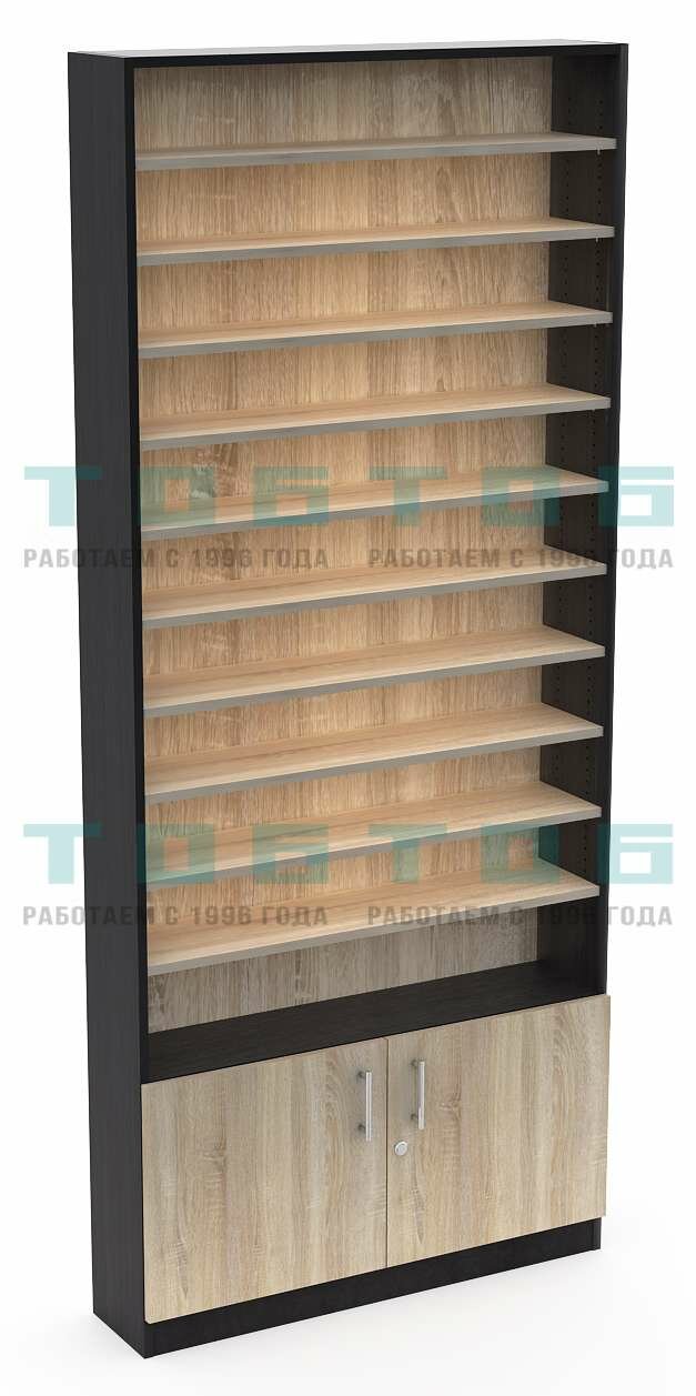 Стеллаж из ДСП с 10-ю полками 200x900 мм серии LEVEL-10 №10 (З/C - ДВП), Дуб Венге