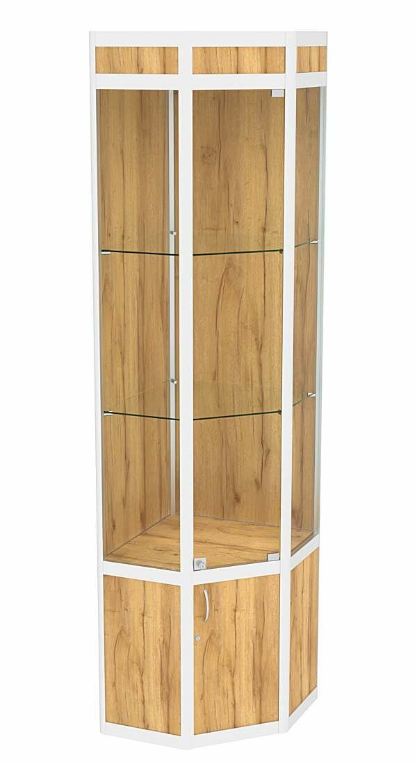 Витрина из профиля пятигранная угловая №1, Дуб Золотистый