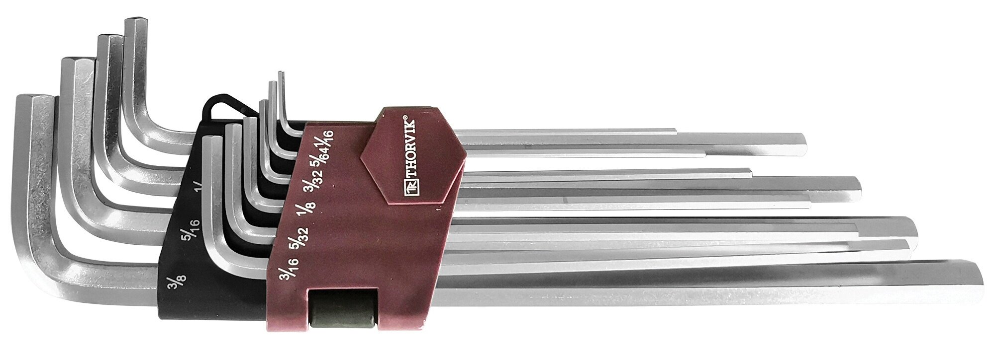 Набор ключей торцевых шестигранных удлиненных дюймовых, H1/16"-H3/8", 10 предметов Thorvik