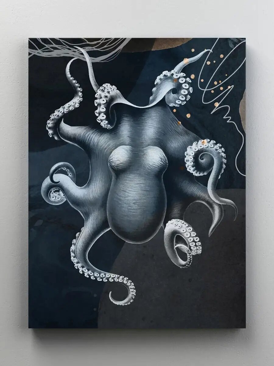 Интерьерная картина на холсте "Граффити - спрут" размер 30x40 см