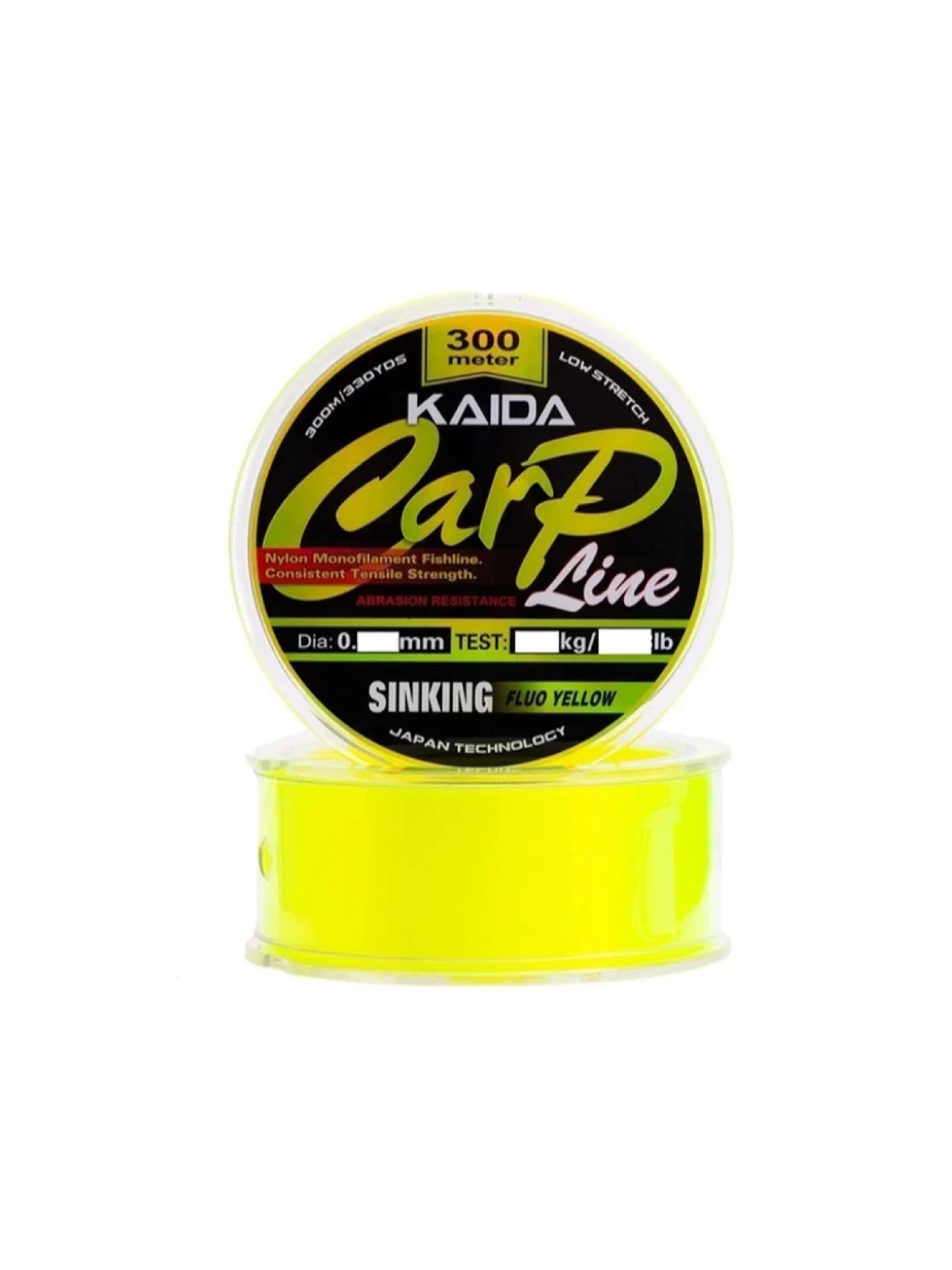 Леска Kaida CARP LINE Sinking 300м Fluo Yellow 0.405мм 12.42кг 27.37Lb