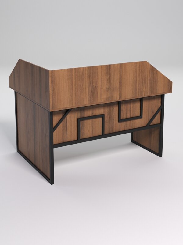 Стол эргономичный офисный СЭ-14 (правосторонний) с экраном "стронг" в стиле лофт декор №4, Орех