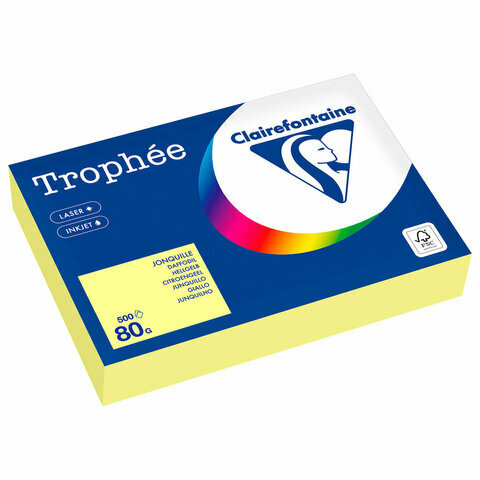Бумага цветная CLAIREFONTAINE, А4, 80 г/м2, 500 л, пастель, лимонно-желтый, Франция, 1778PC