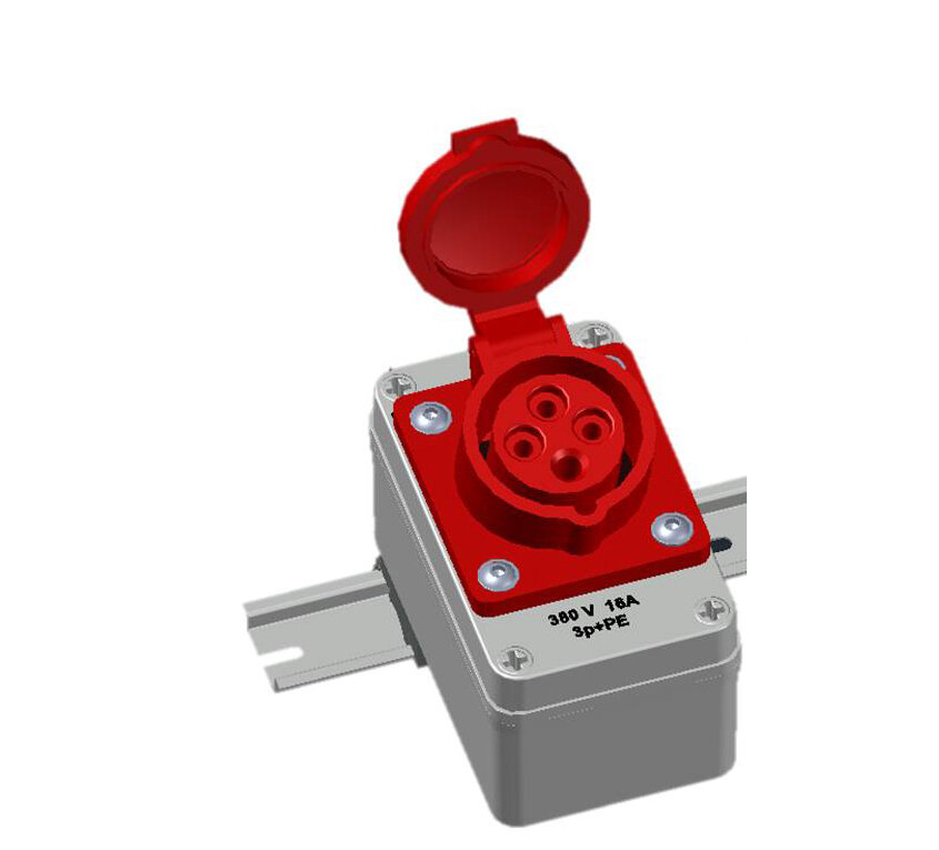 CPRO-ROZ-54DIN-414 Розетка CEE 16А 380В 3P+PE 6h на DIN-рейку IP54