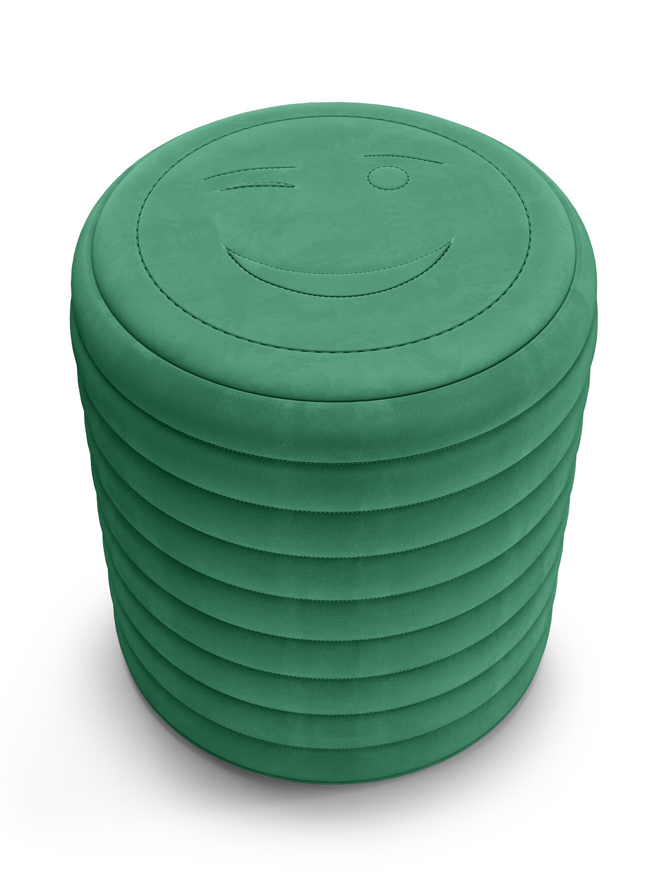 Пуфик круглый для прихожей и спальни "ART-006" 40х40х43, зеленый велюр