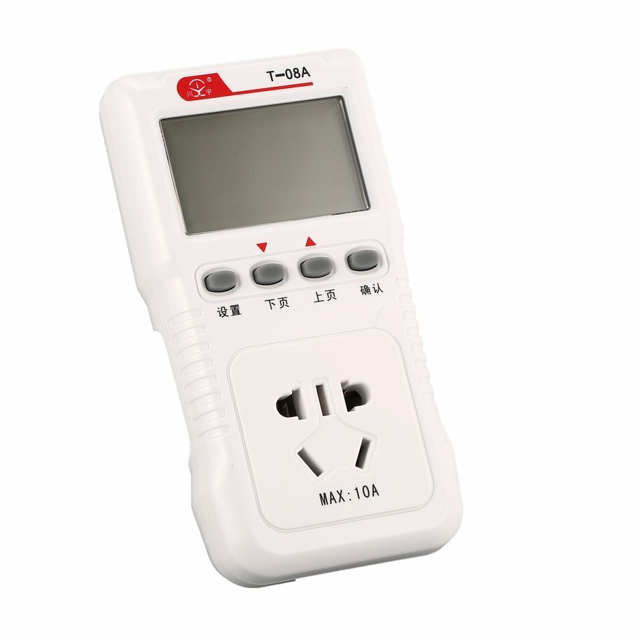 Измеритель мощности T-08A Цифровой тестер розеток Анализатор ваттметра Электропитание