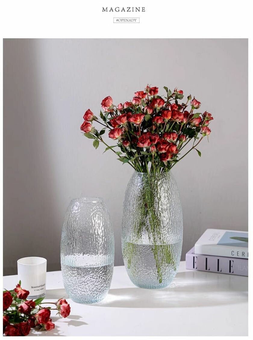 Прозрачная ретро-стеклянная ваза 25см