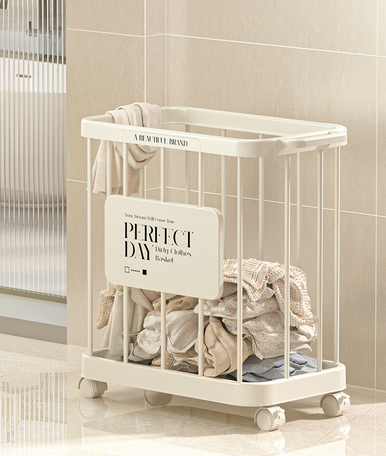 Корзина для белья 52х48х27 на колесиках. Вместительный бокс для вещей.