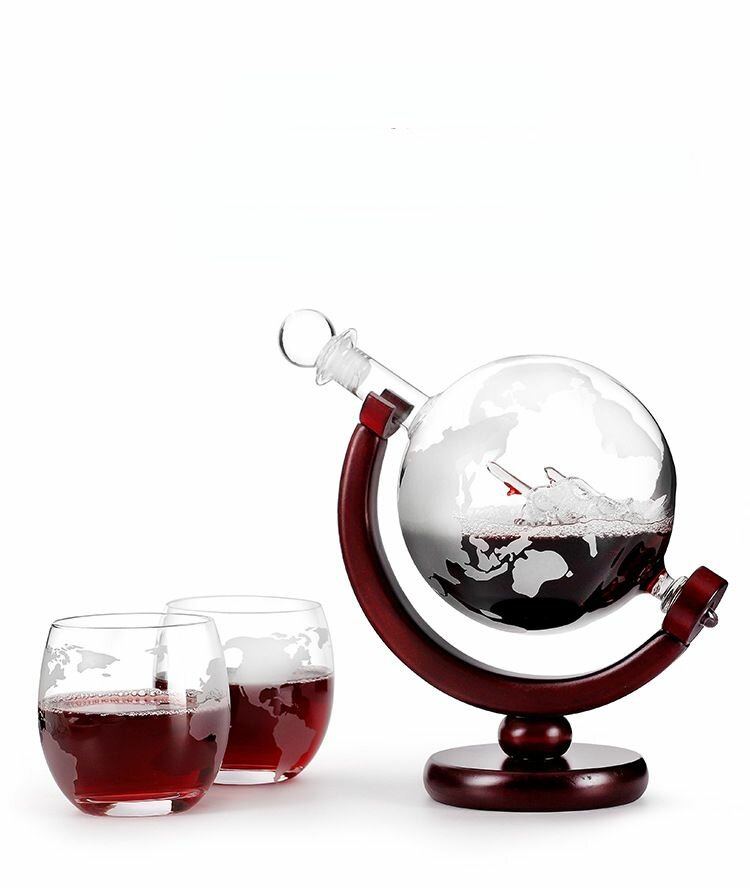 Декантер для виски/ Графин глобус стеклянный/ Подарок мужчине