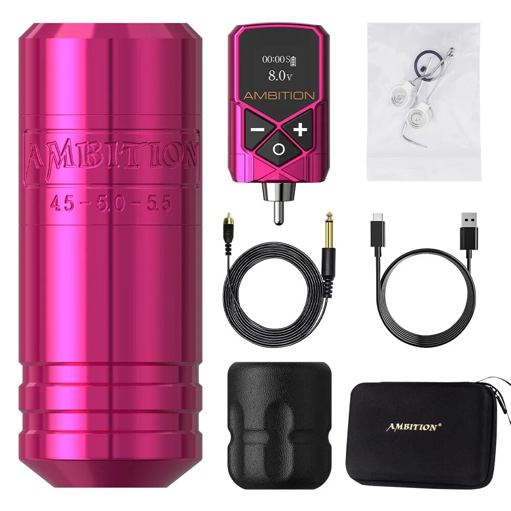 Тату-машинка Ambition Torped 36 тактов 4,5-5,0-5,5 мм, Torped 36 pink kit