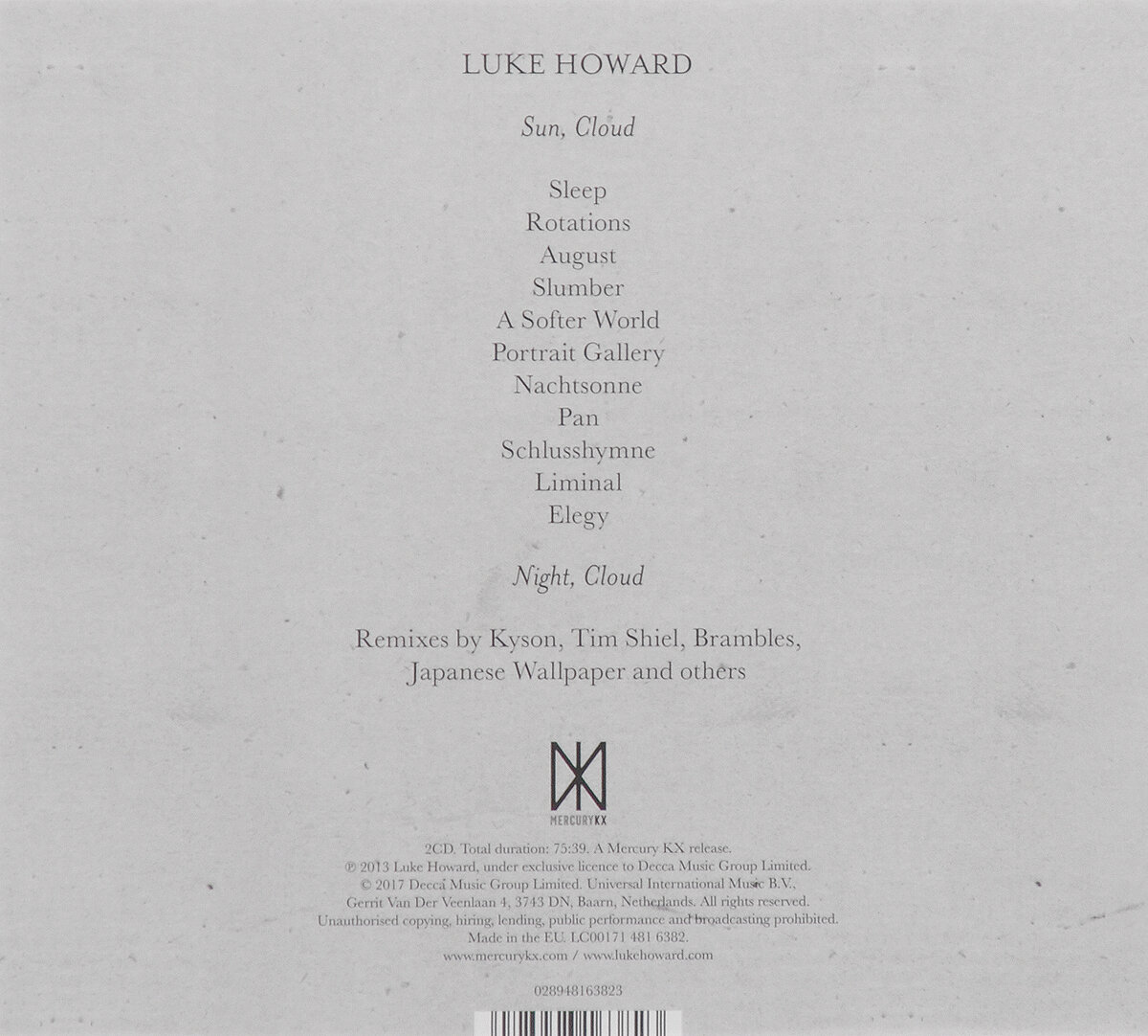 Luke Howard: Sun, Cloud / Night, Cloud (2 CD) — фото 1