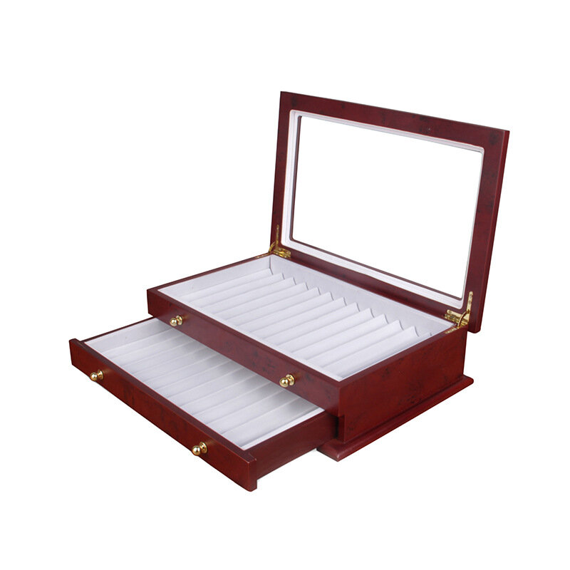 Подарочная коробка, для перьевых ручек, деревянная, 25 цифр, красная и белая внутренняя отделка