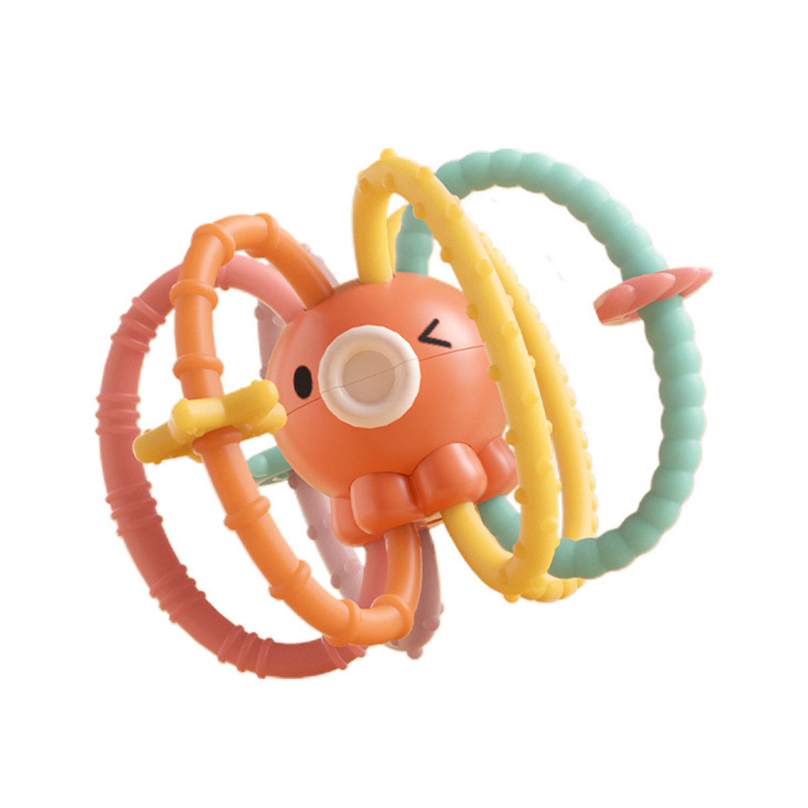 5-дюймовая Детская Погремушка Колокольчик Для Рукопожатия Игрушка Силиконовый Прорезыватель в виде Осьминога для Младенцев Красочная Игрушка Для Захвата Рук Новорожденный 1/3/9 м + Пользу