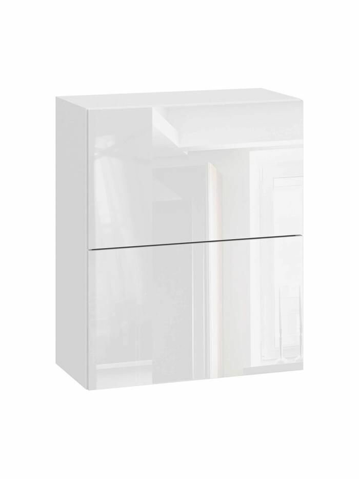 Кухонный модуль навесной, барный шкаф Тандем, 60х29.6х72 см, Белый / Белый глянец (Бруно)