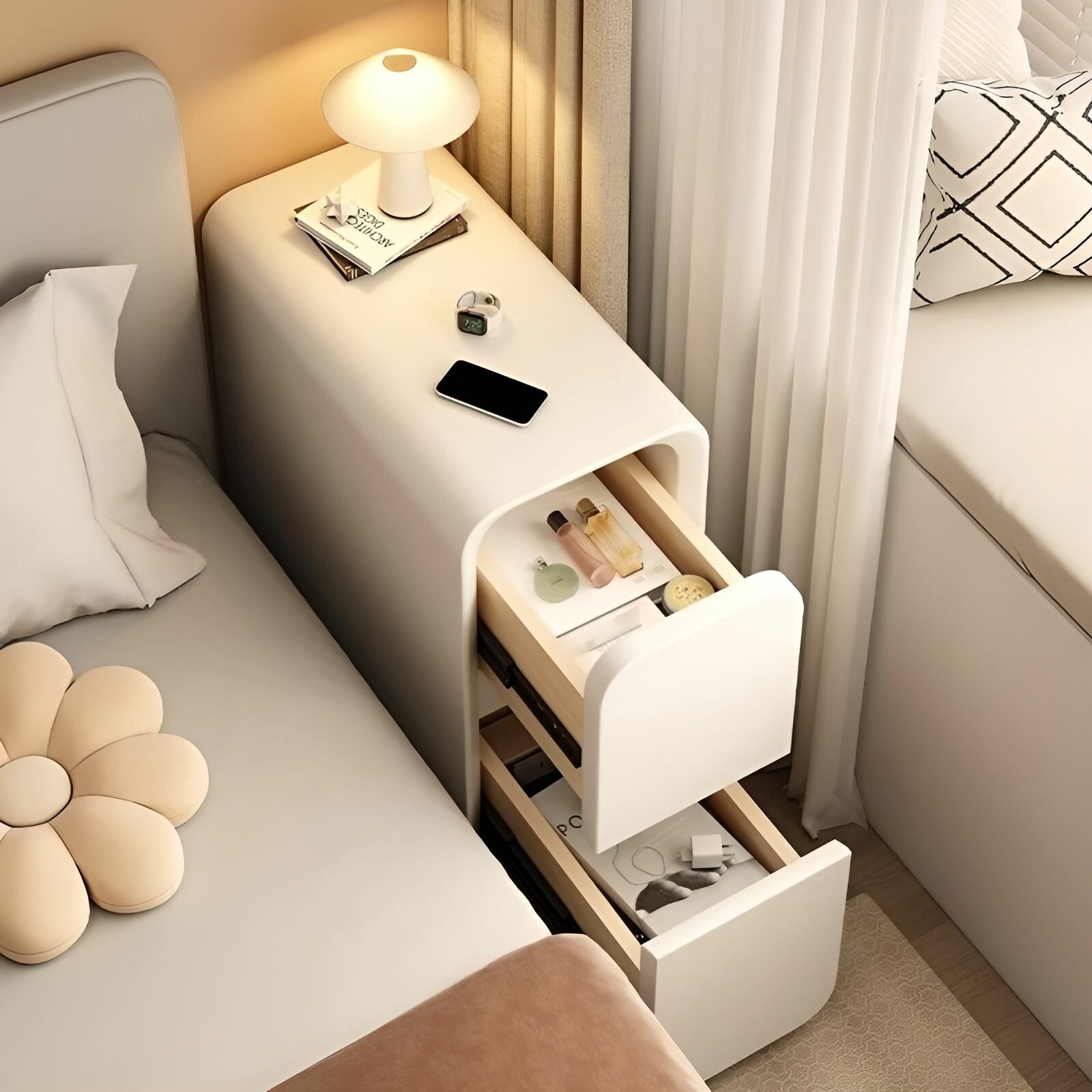 Узкая тумбочка для спальни из дерева35x40x47cmУзкая тумбочка для спальни из дерева: стиль и функциональность