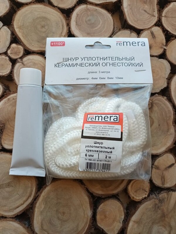 Термостойкий клей со шнуром 6 мм для печных дверей и каминов