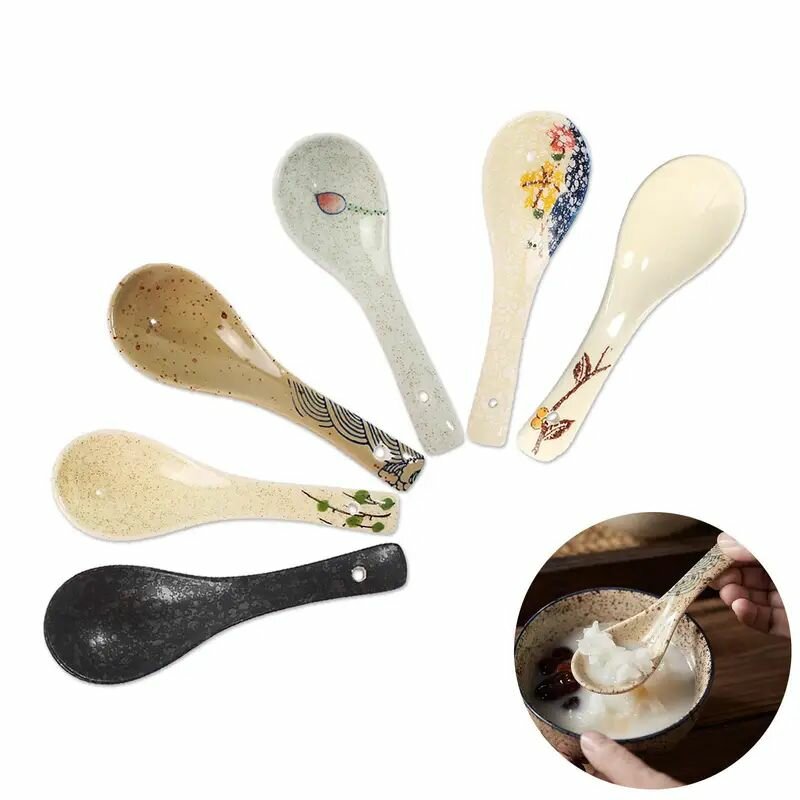 1 шт. многоцветная керамическая домашняя ложка-