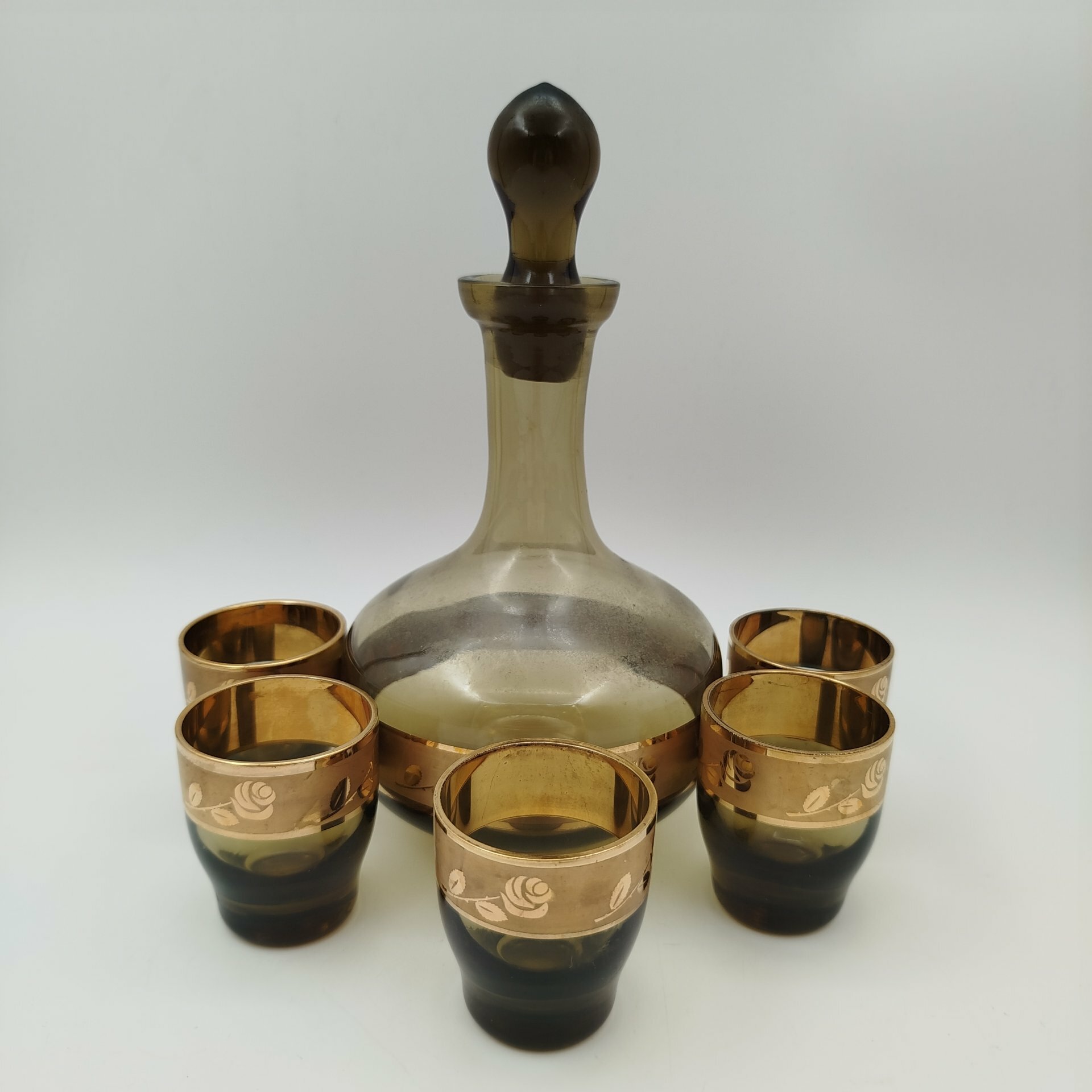 Набор для крепких напитков на 5 персон темно-зелёного оттенка