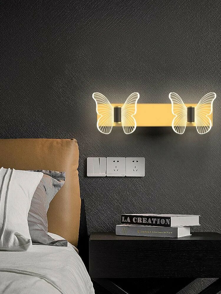 Лампа-бра "Бабочки", LED, встроенный светильник, 12Вт, цвет бежевый