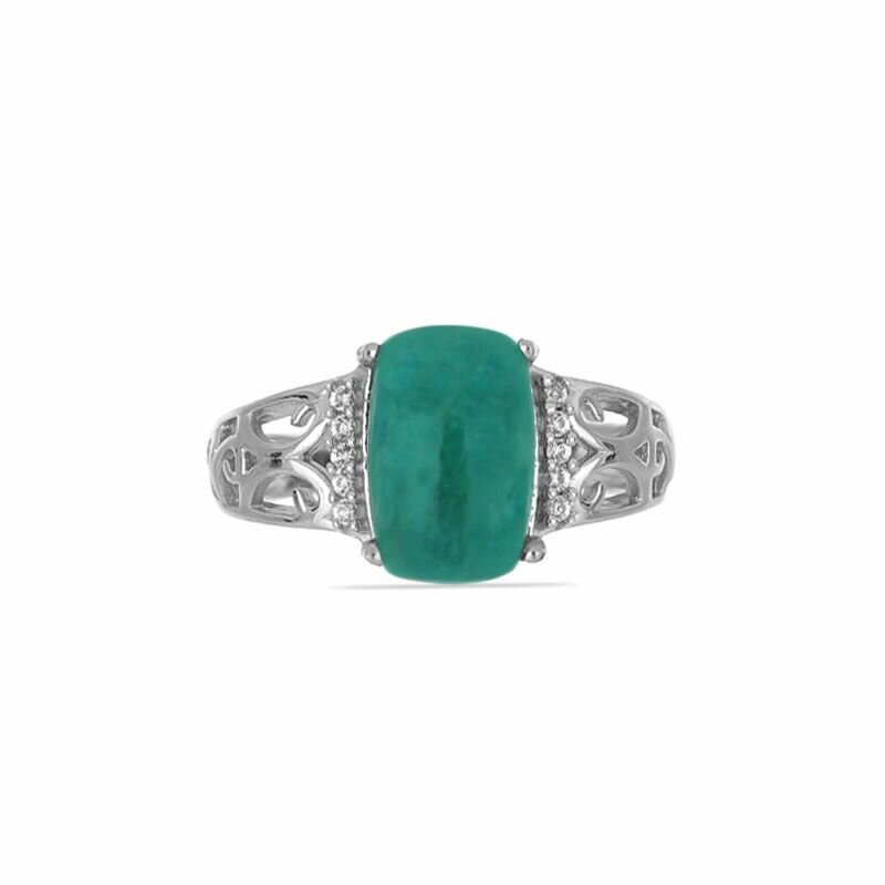 Кольцо тонкое, серебро, 925 проба, родирование, амазонит