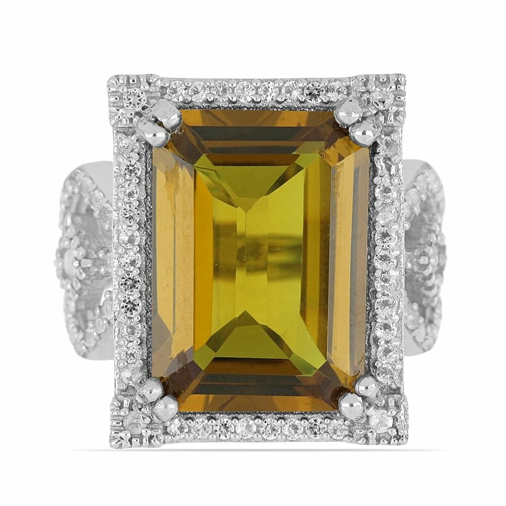 Кольцо тонкое, серебро, 925 проба, родирование, султанит синтетический