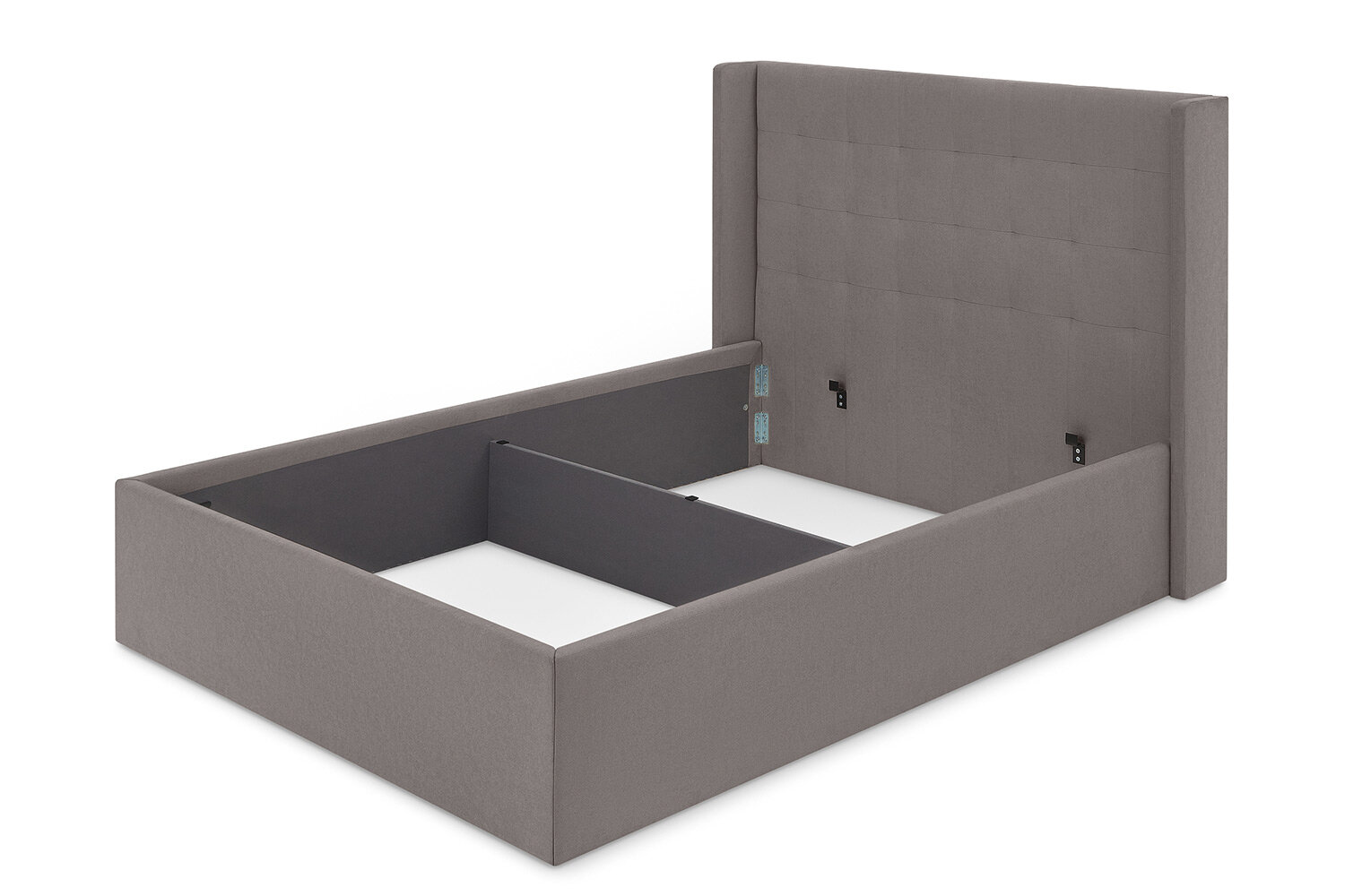 Каркас двуспальной кровати SOLANA Tuva, 180х200 см, серый, без основания и подъемного механизма