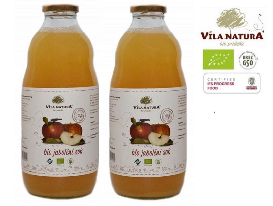 Сок яблочный прямого отжима био без сахара Vila Natura Словения стекло 2х1л