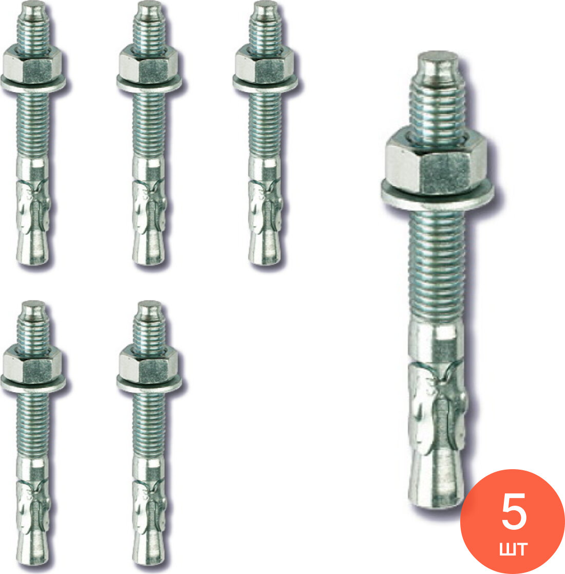 Анкер DKC / ДКС CM481612 усиленный клиновой, нержавеющая сталь, М16х125, 1шт. / крепеж (комплект из 5 шт)
