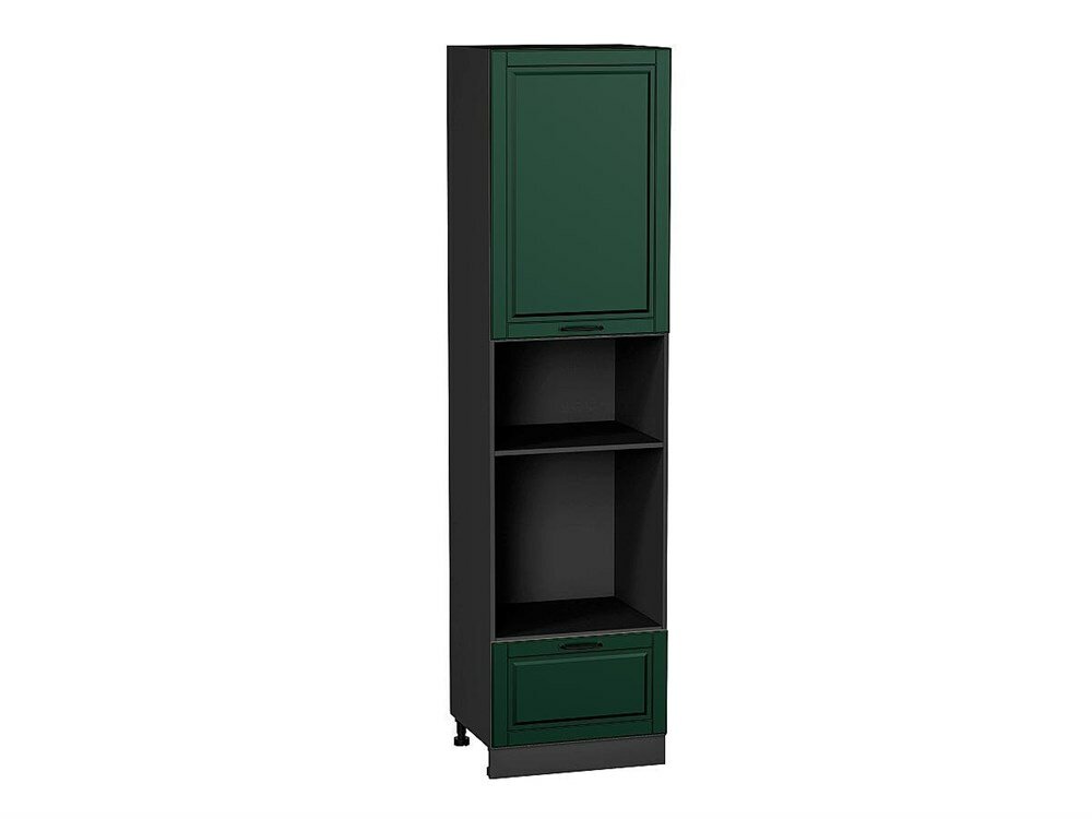 VVT Кухонный Шкаф пенал с 1-ой дверцей и ящиком под технику Дублин Graphite, Special Green, 2340, каркас ЛДСП Graphite, фасад МДФ Special Green, 2336*600*574