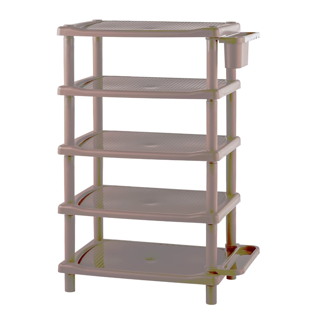 Этажерка для обуви «Элластик» узкая, 5 полок, 55×33×80 см, подставка для зонта и губки, серый