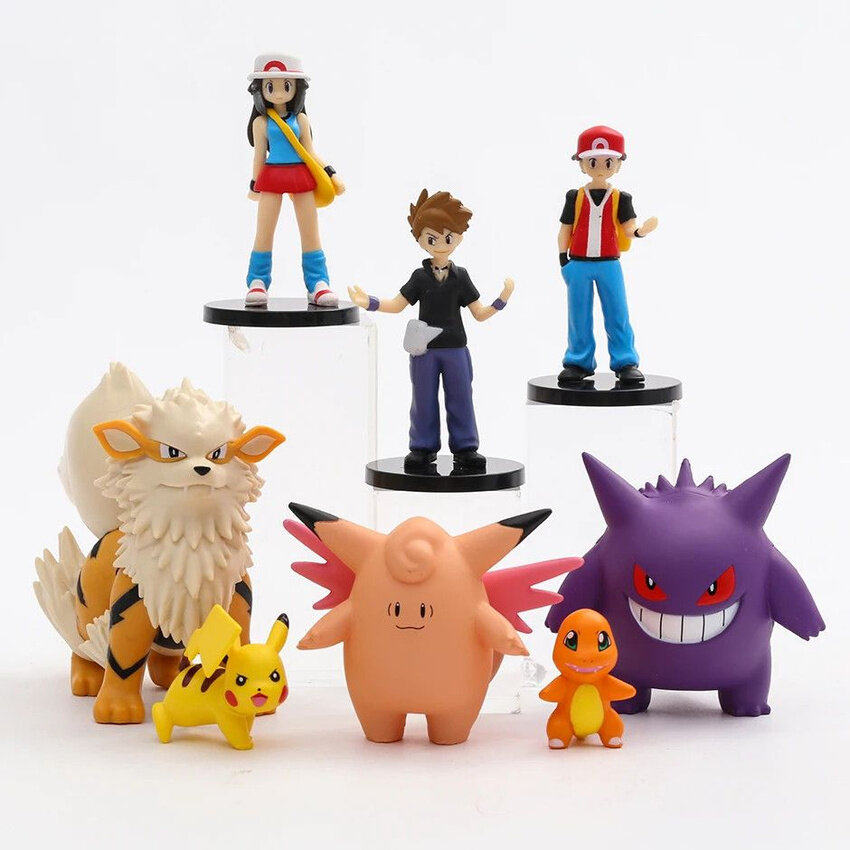 Набор фигурок Покемон Пикачу, Эш, Чермандер / Pokemon Pikachu 8шт (4-9см)