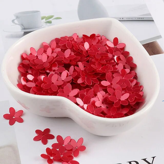 Красные матовые цветочные блестки ПВХ Lucky Sewing