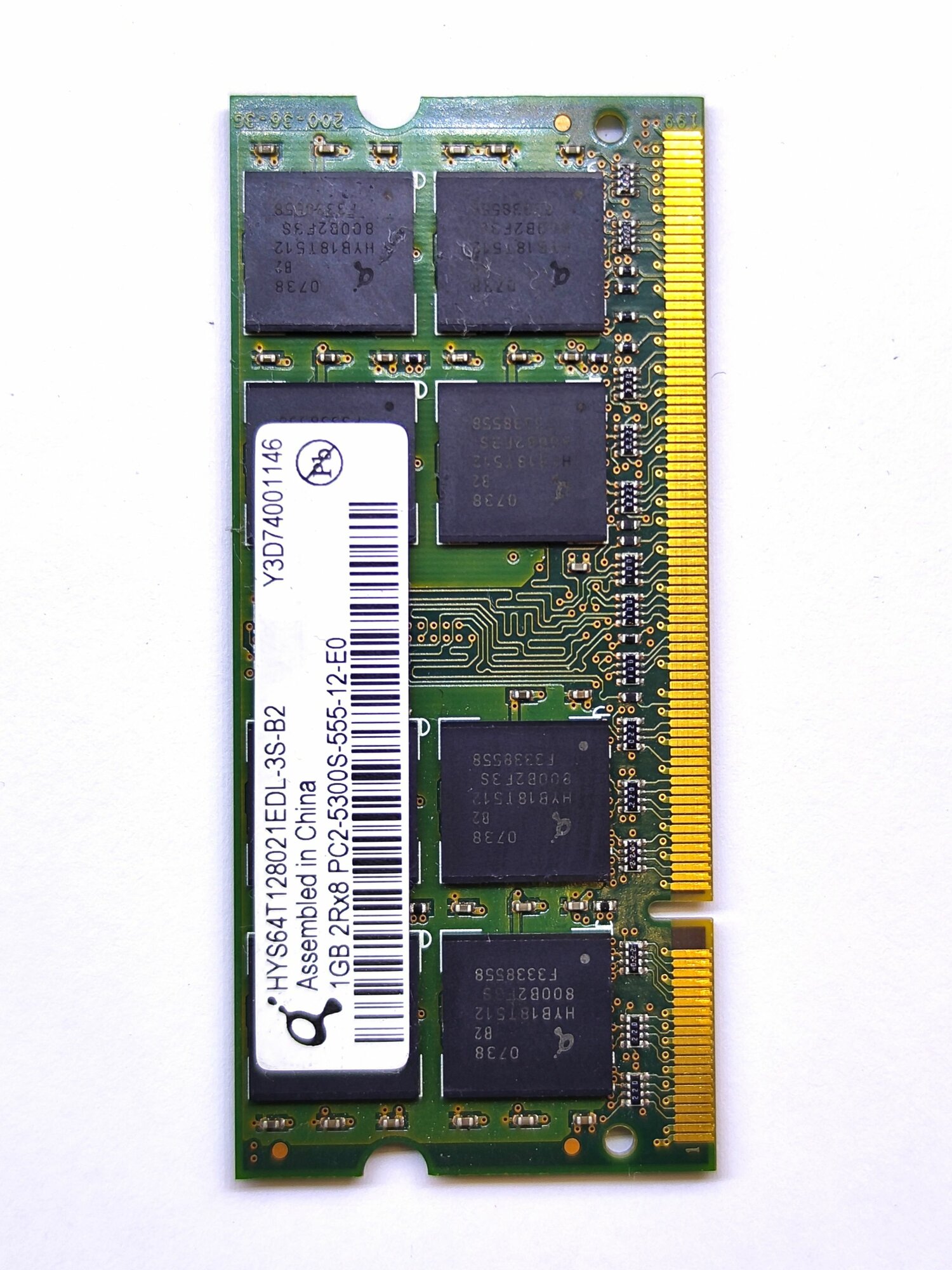 Оперативная память для ноутбука DDR2 1gb HYS64T128021EDL-3S-B2 2Rx8 PC2-5300S-555-12-E0 667MHz