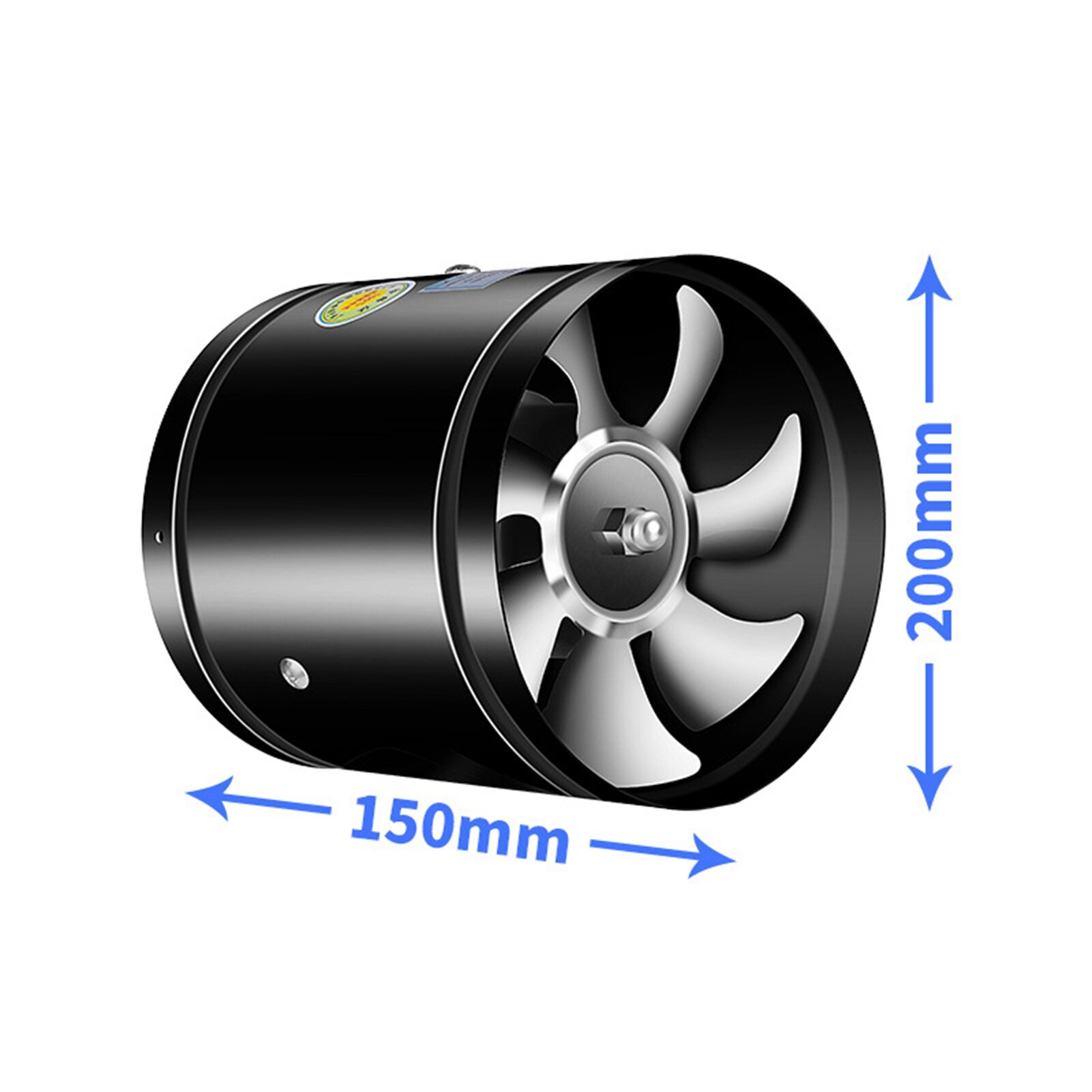 Канальный вентилятор Мощная вентиляция Высокоскоростной двигатель с медной проволокой Металлический круглый вытяжной вентилятор для кухни Ванная комната Подвал Черный 8 дюймов 150x200 мм / 5,9x7,9 дюйма