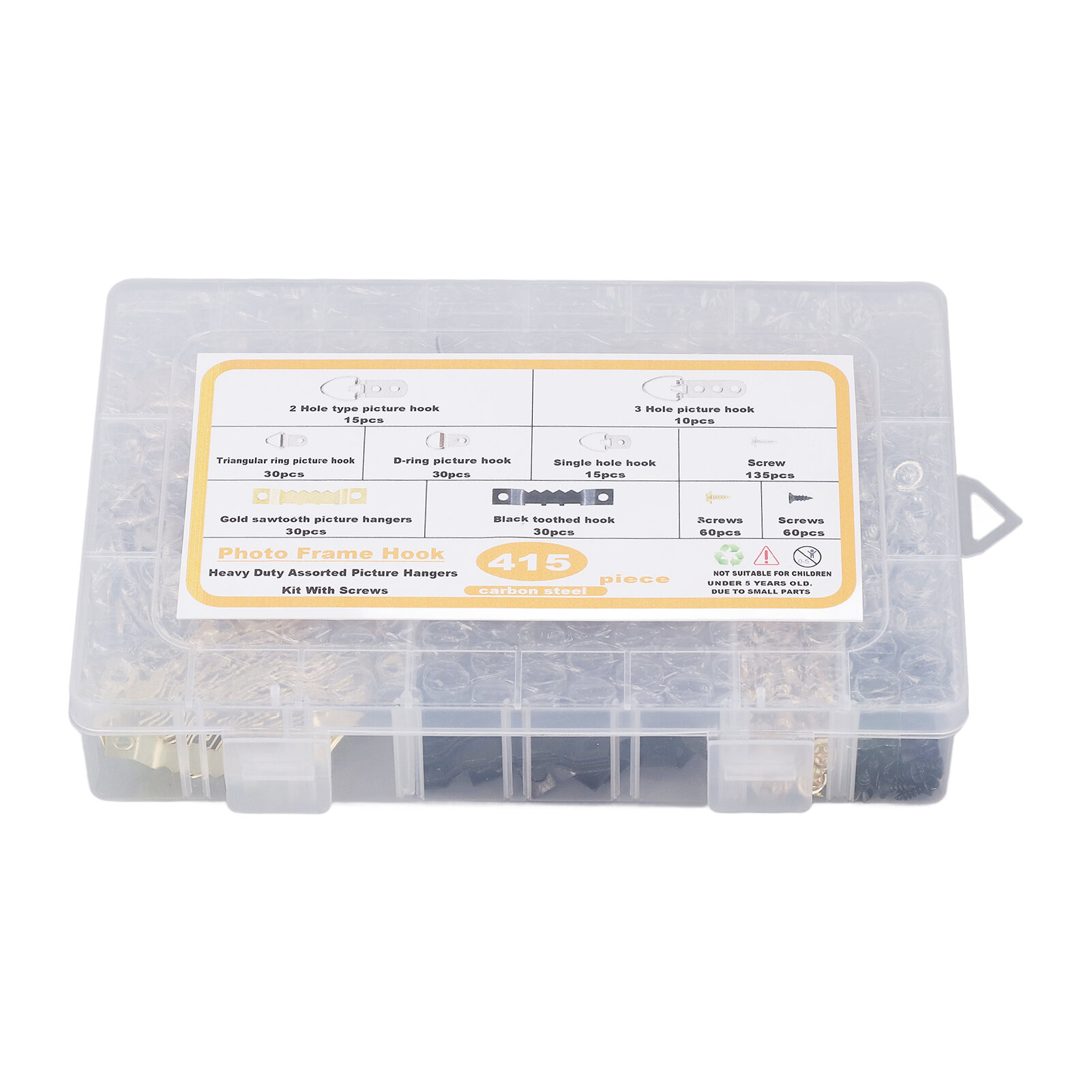Набор для подвешивания картин, прочные крючки для рамок разных размеров с винтами, прозрачная коробка, 7 моделей.
