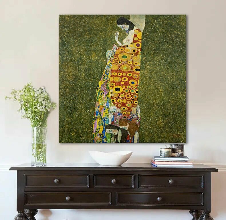 Надежда II / густав климт, Репродукция картины на холсте ,40х40 см.