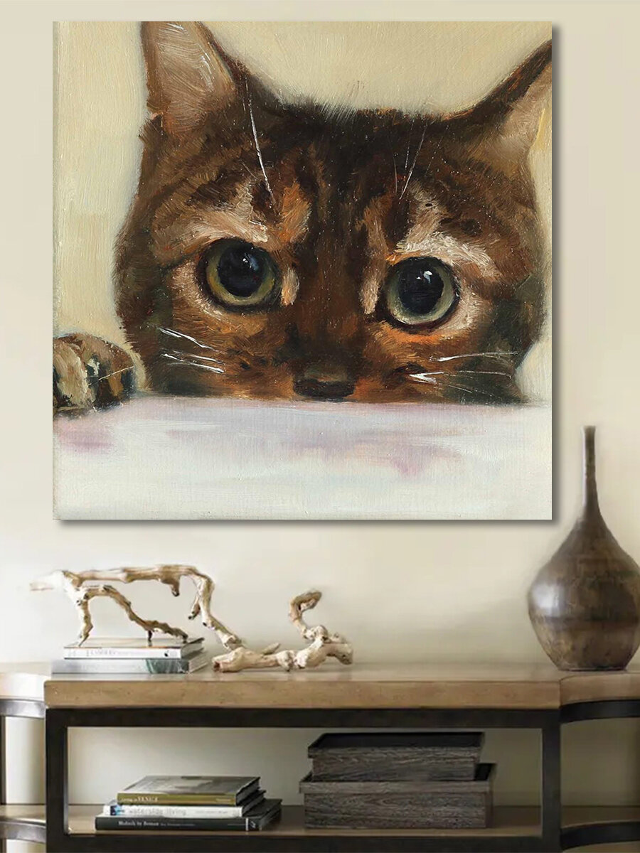 Коты / собаки, картина с котом /с собакой, картина на холсте, 60х60 см.